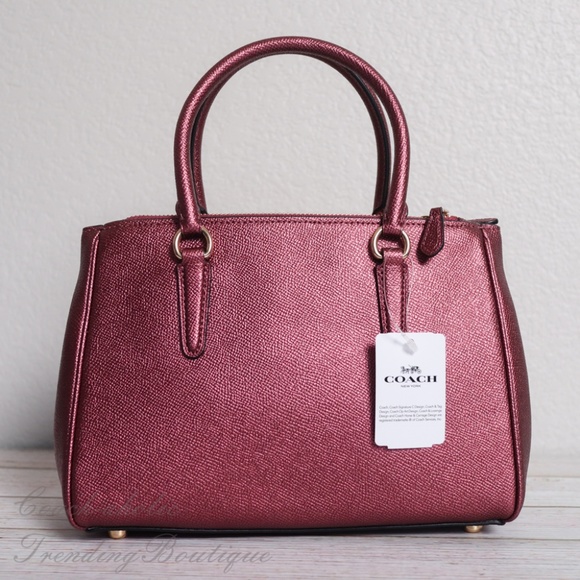 Coach | Bags | Nwt Coach Metallic Leather Mini Surrey Carryall | Poshmark